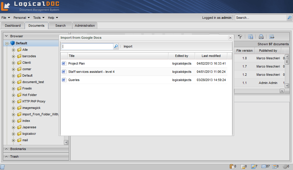 Integration between LogicalDOC and Google Drive – LogicalDOC
